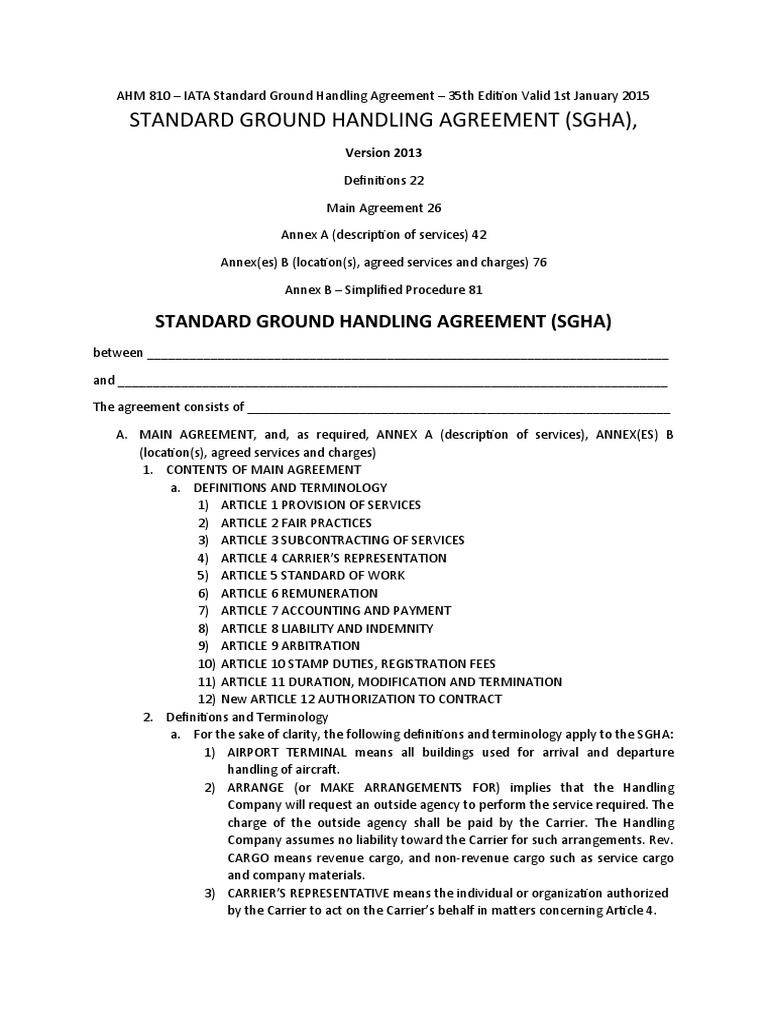 Standard Ground Handling Agreement 2013 B. Inggris | PDF