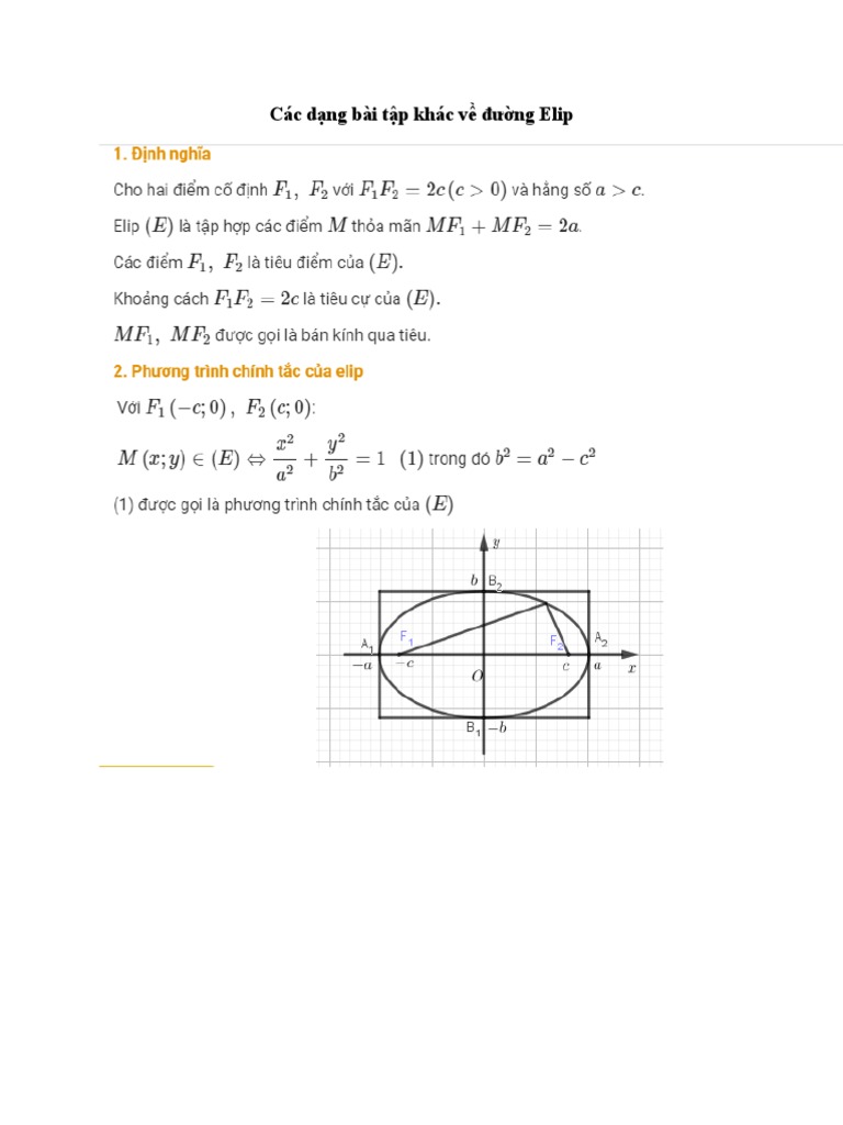 Các Dạng Bài Tập Khác Về Đường Elip | PDF