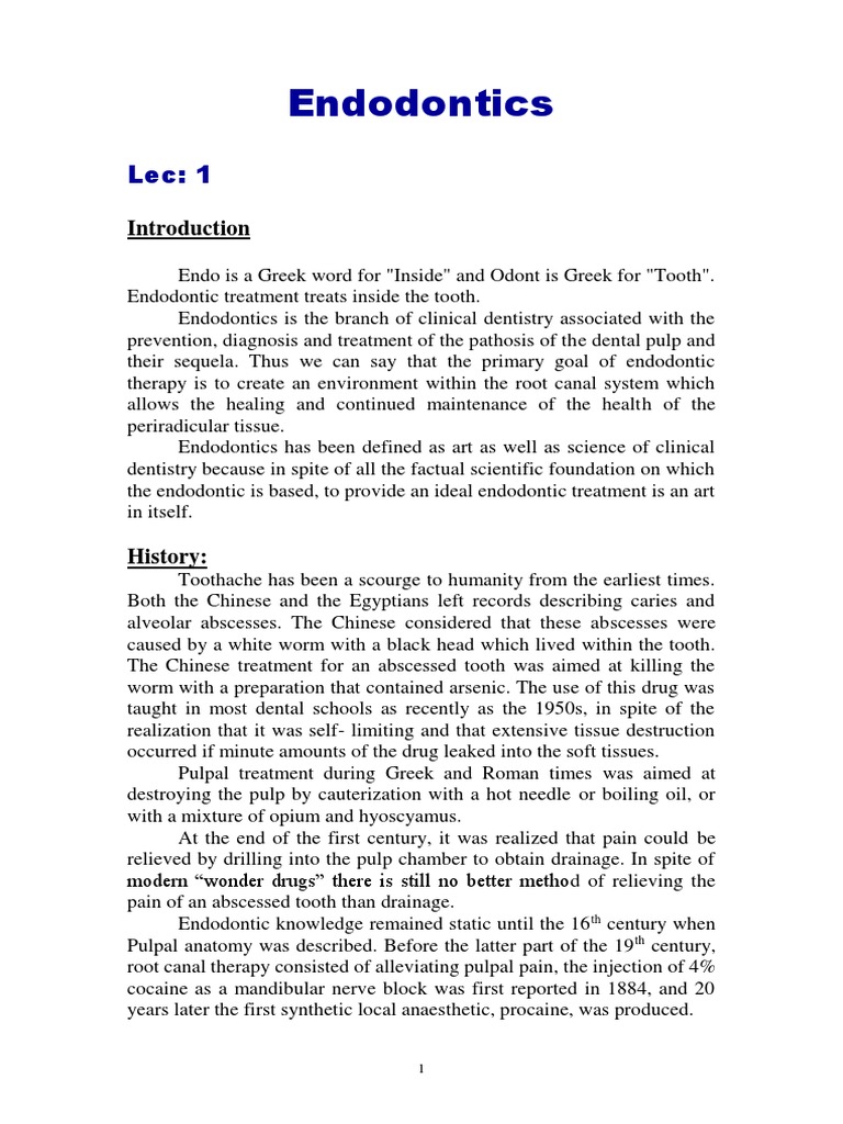 Endo Lec 4th | PDF | Mouth | Tooth