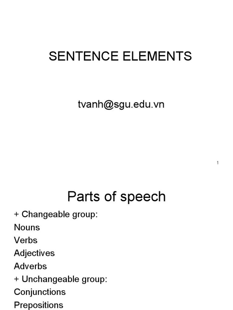 Sentence Elements | PDF | Verb | Noun
