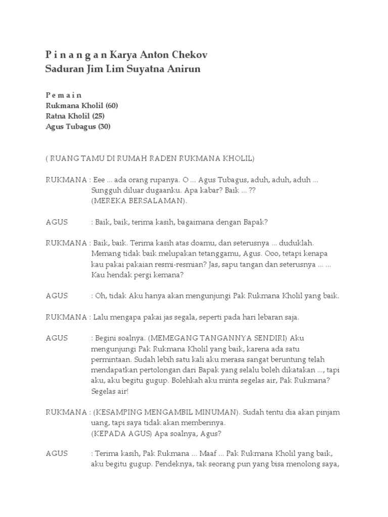 P I N A N G A N Karya Anton Chekov | PDF