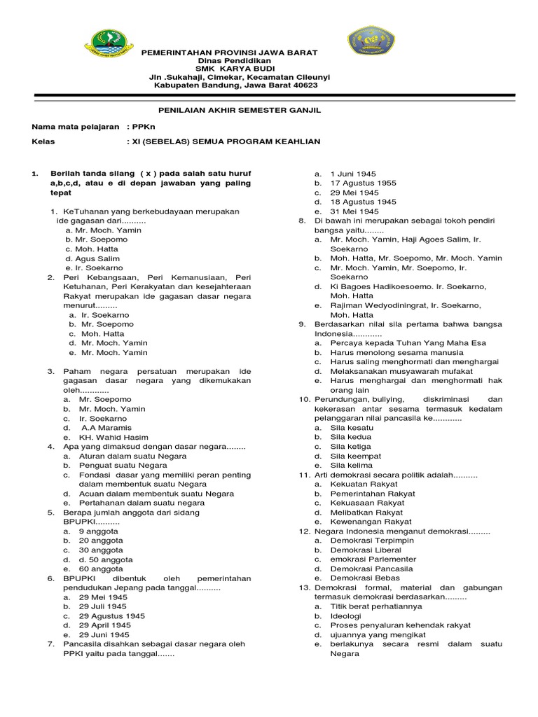 SOAL PAS PKN Kelas XI KB | PDF