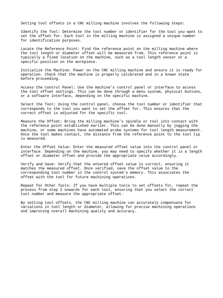 CNC Machine Tool Offsets | PDF