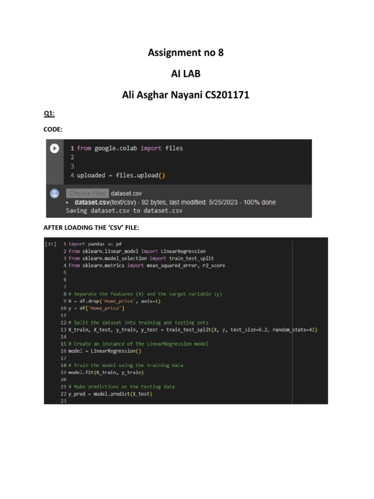 Cs201171 Ai Lab Assignment 8 Pdf 