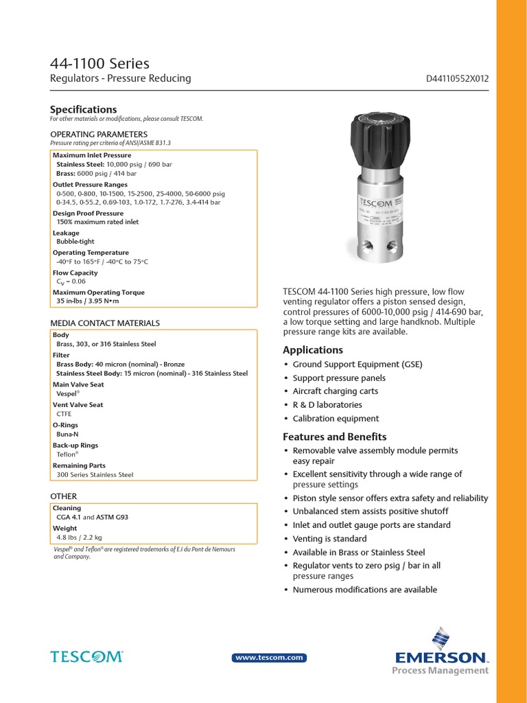Tescom Regulator 44-1100 Series | PDF