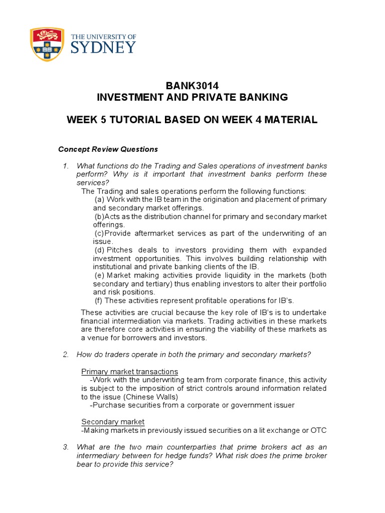 BANK3014 Week 5 Tutorial Suggested Solutions - Week 4 Material | PDF ... BANK3014 Week 5 Tutorial Suggested Solutions - Week 4 Material | PDF ...
