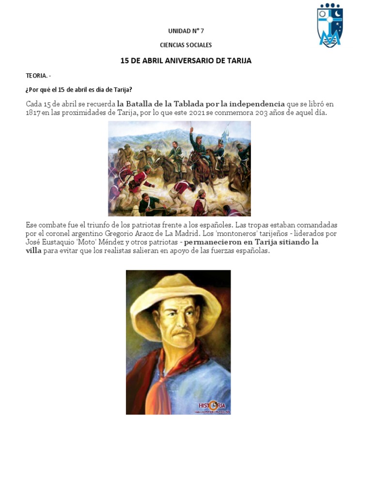 15 de Abril Aniversariode Tarija | PDF