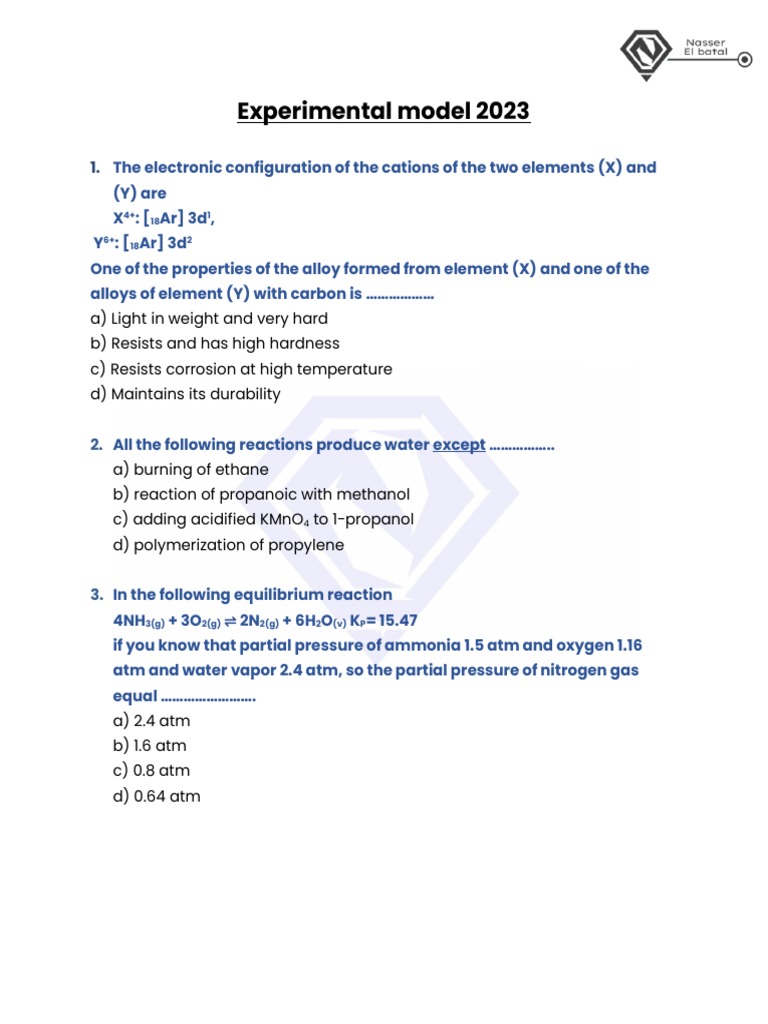 Model Answer Experimental Model 2023-1 | PDF