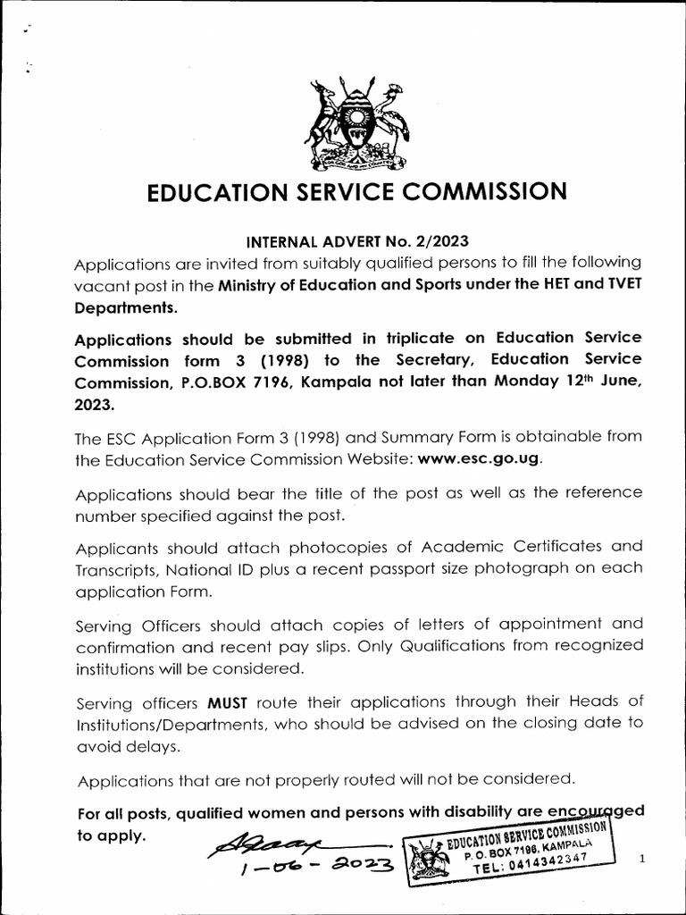 Moes Internal Advert 2 2023 | PDF | Nursing | Academic Degree