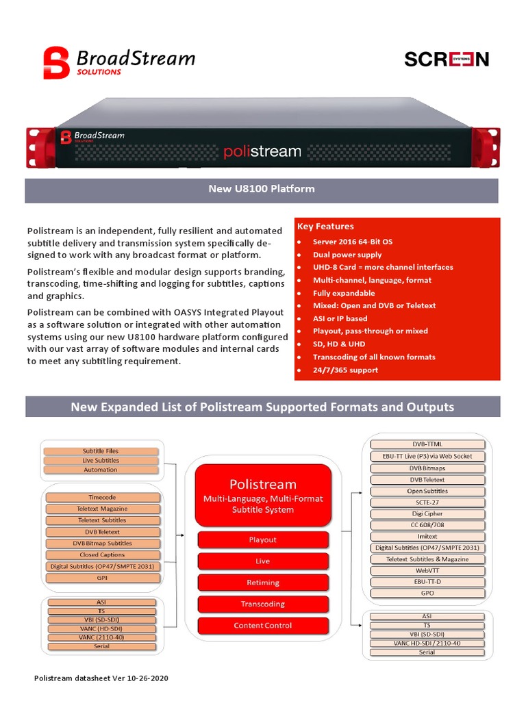 Polistream U8100 Universal 1RU Platform A4 | PDF | Computers