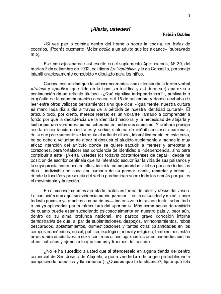 Identidad Cultural y Voseo en Costa Rica | PDF | Costa Rica