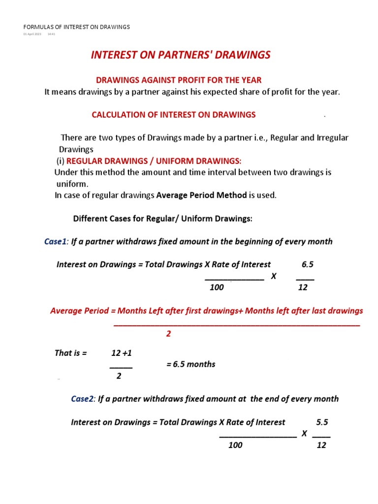 Concept of Interest On Drawings | PDF