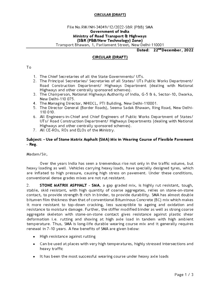 Draft Circular SMA | PDF