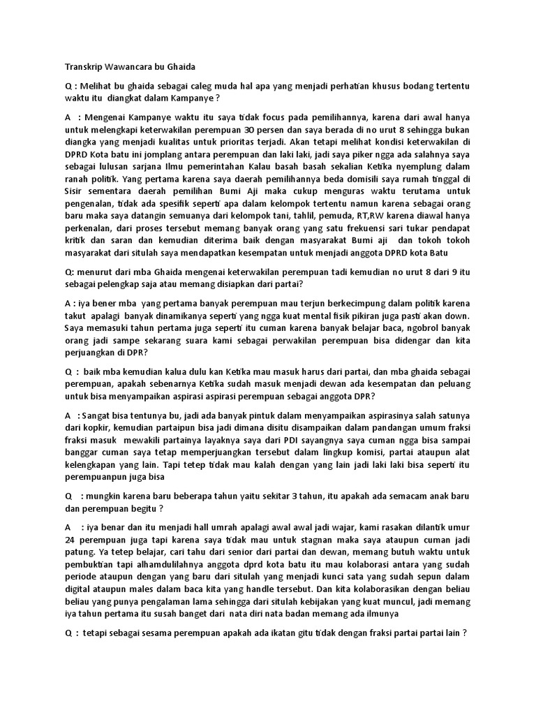 Transkrip Wawancara | PDF