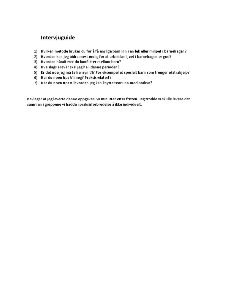 Intervjuguide | PDF