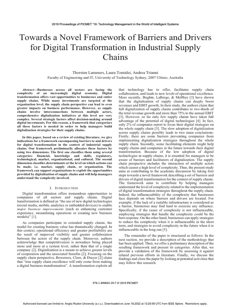 Towards A Novel Framework Of Barriers And Drivers For Digital