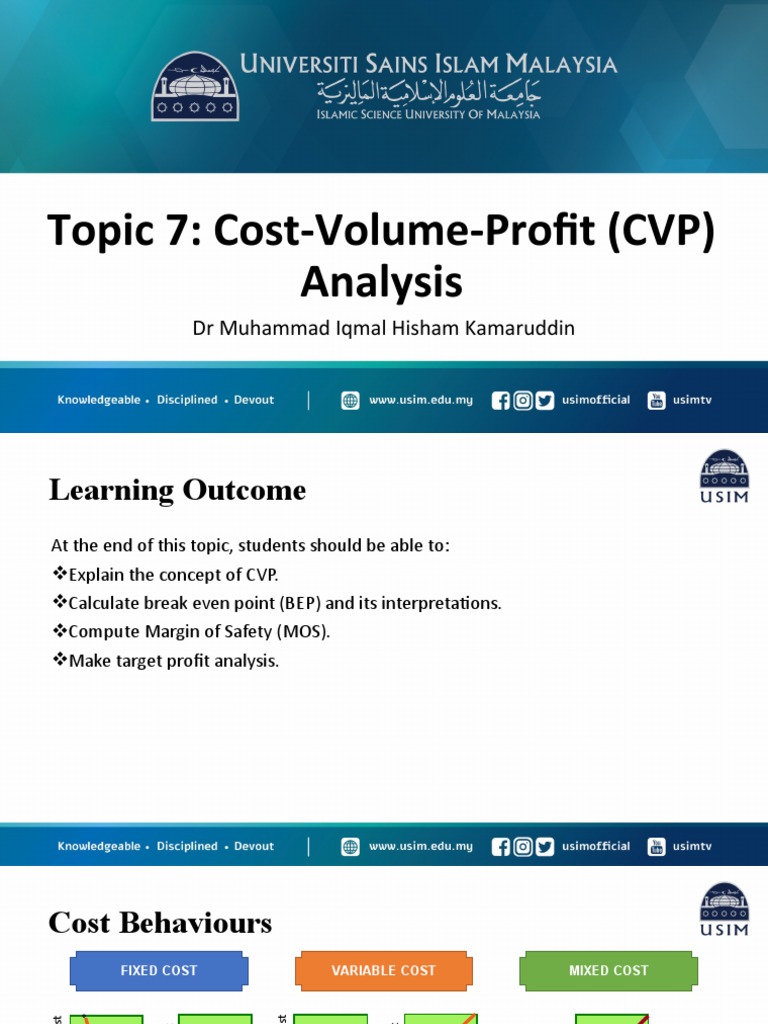 Topic 7 - Cost-Volume-Profit Analysis (Student Version) | PDF ...