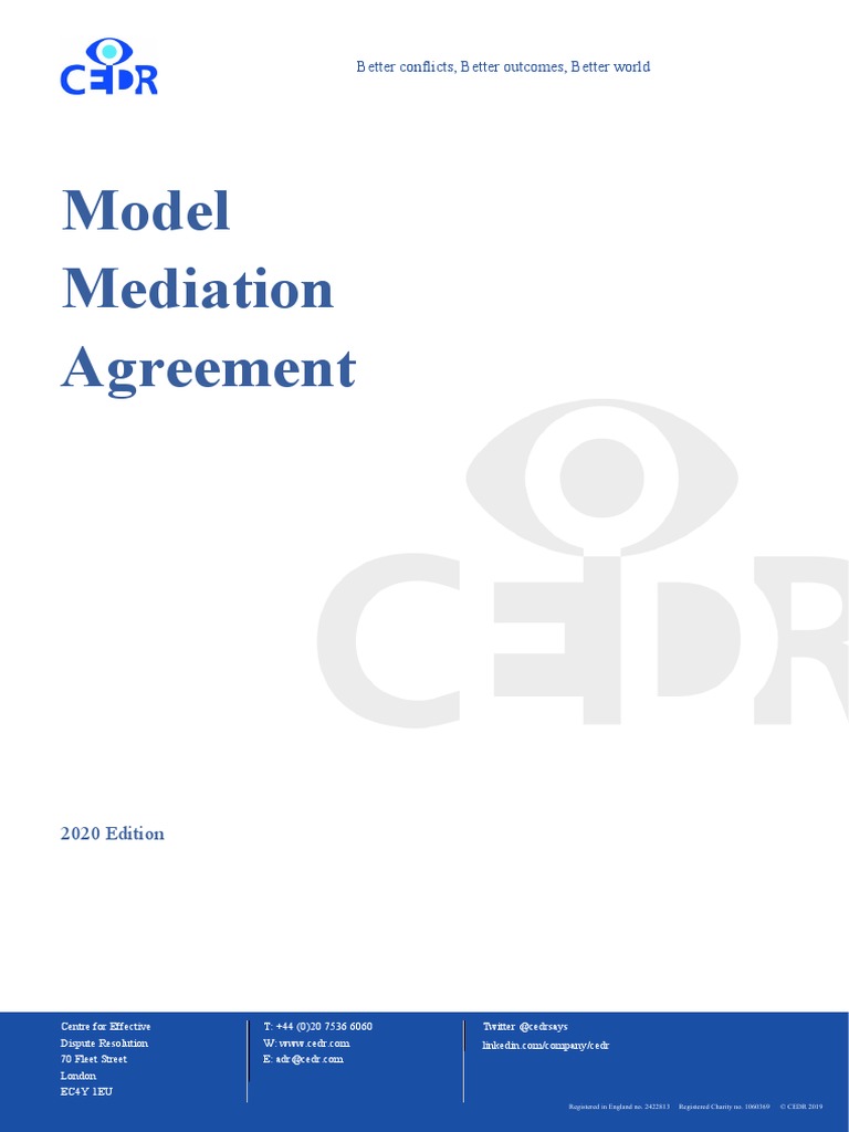Model Mediation Agreement | PDF | Mediation | Arbitration