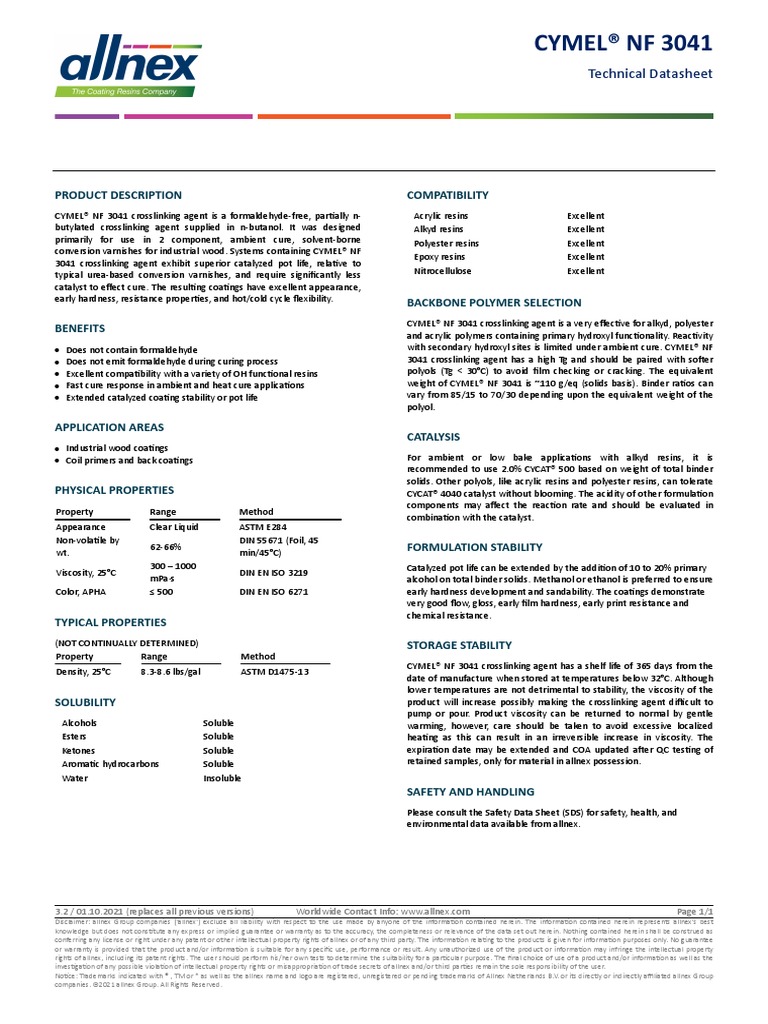 Cymel-Nf-3041 en A4 | PDF | Varnish | Cross Link