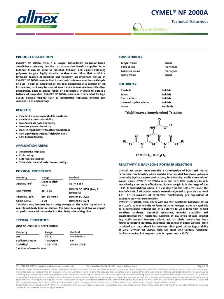 Cymel-Nf-2000a en A4 | PDF | Epoxy | Chemistry