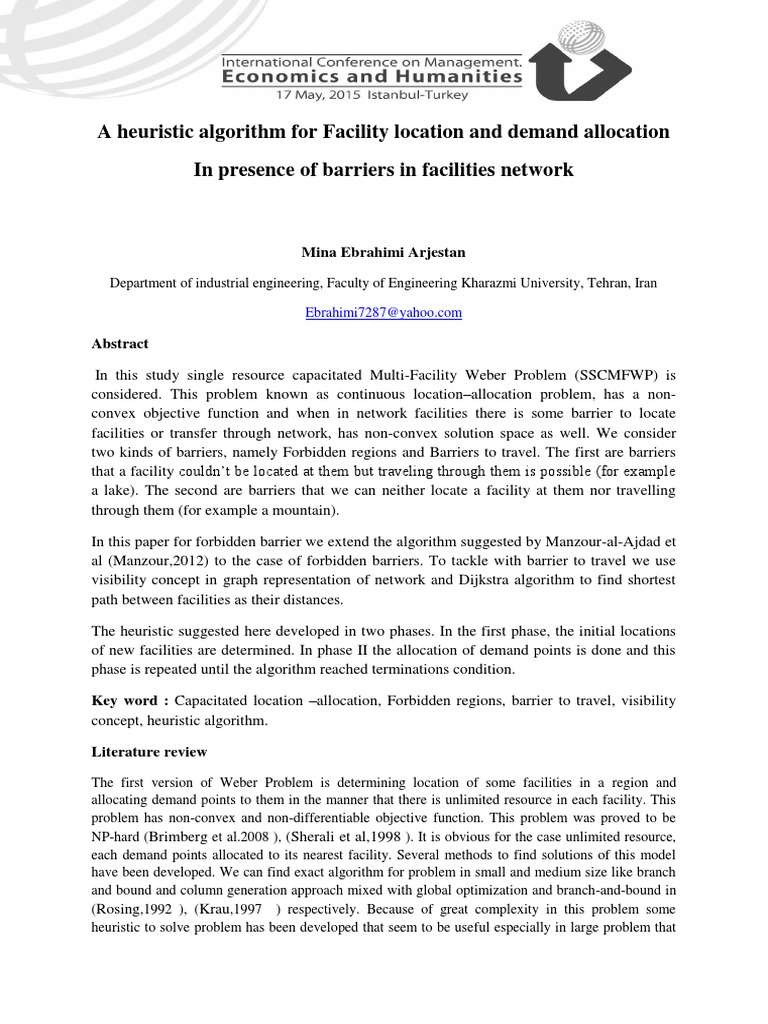 A Heuristic Algorithm For Facility Location and Demand Allocation in Presence of Barriers in ...