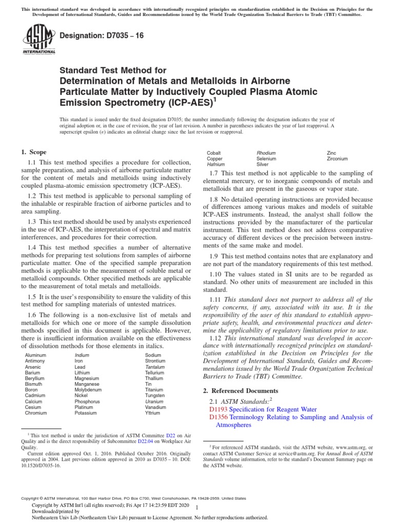 D7035 Air Born Particles | PDF