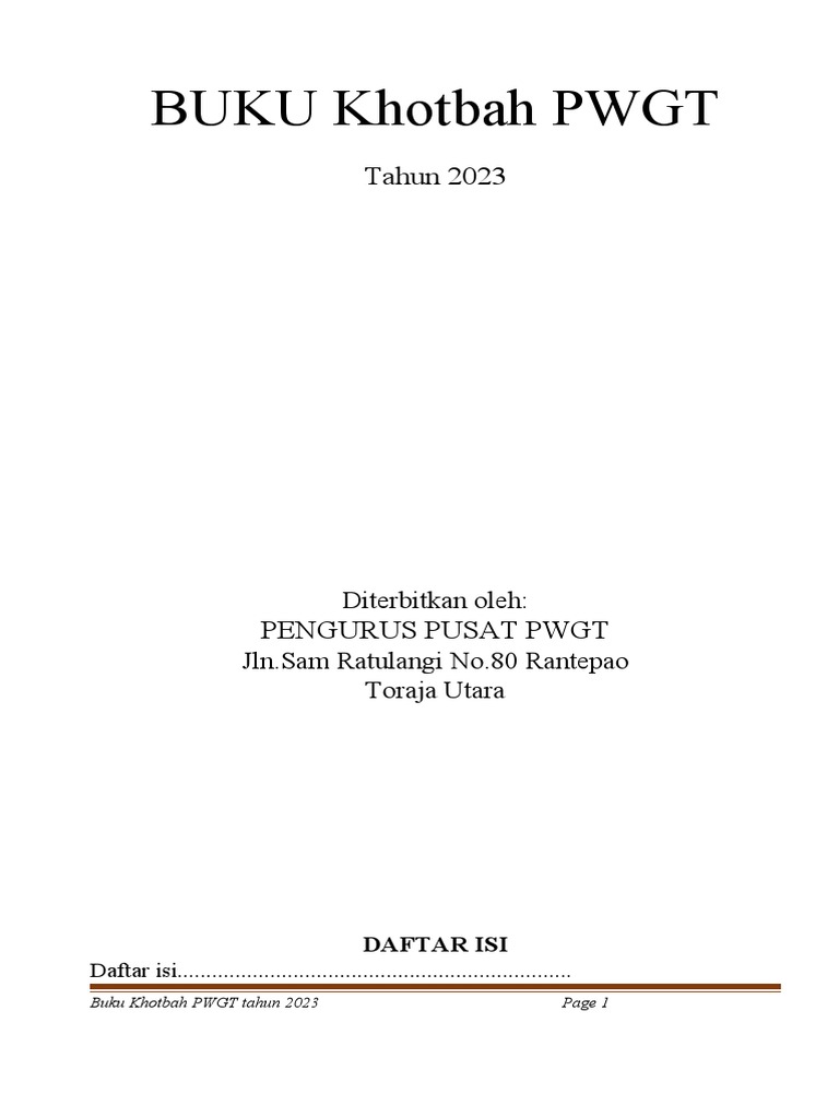 Buku Khotbah PWGT 2023 (OK) | PDF