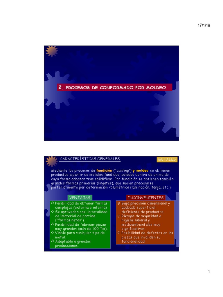 Tema 2. Procesos de Conformado Por Moldeo - PARTE 1 COLOR | PDF ...