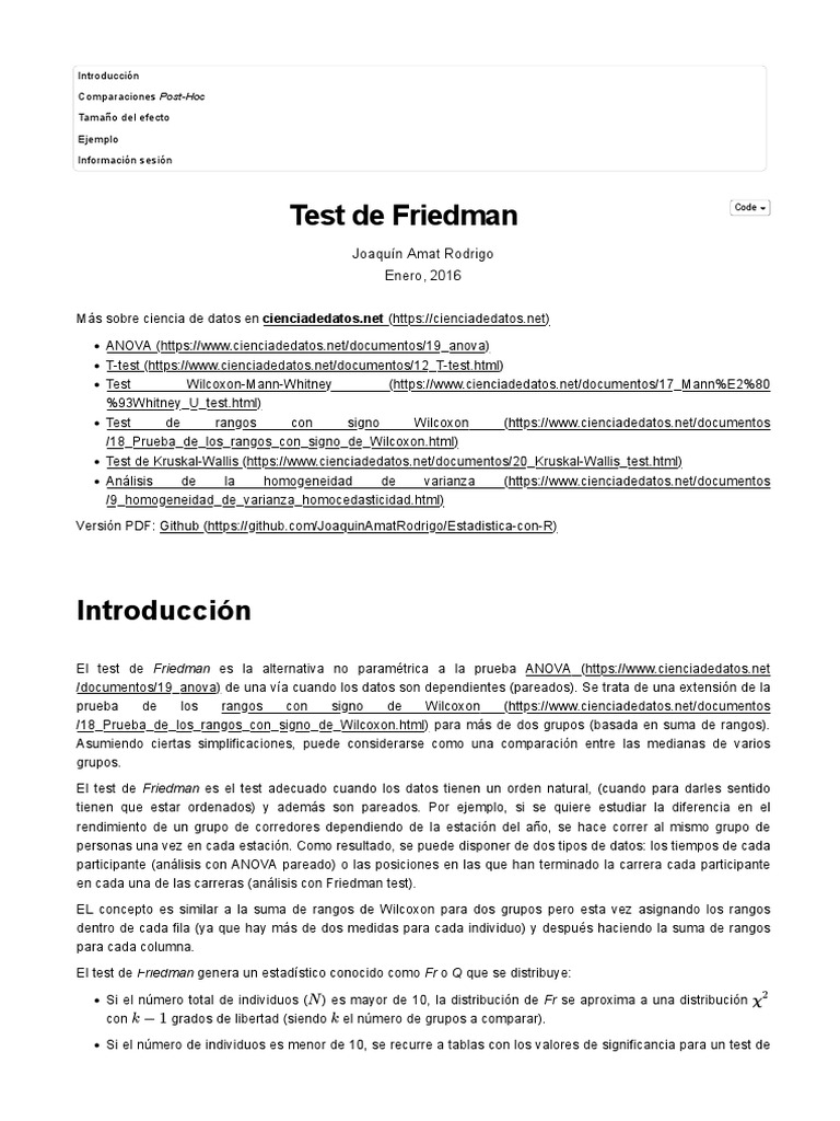 21 Friedman Test | PDF | Análisis de variación | Tamaño del efecto