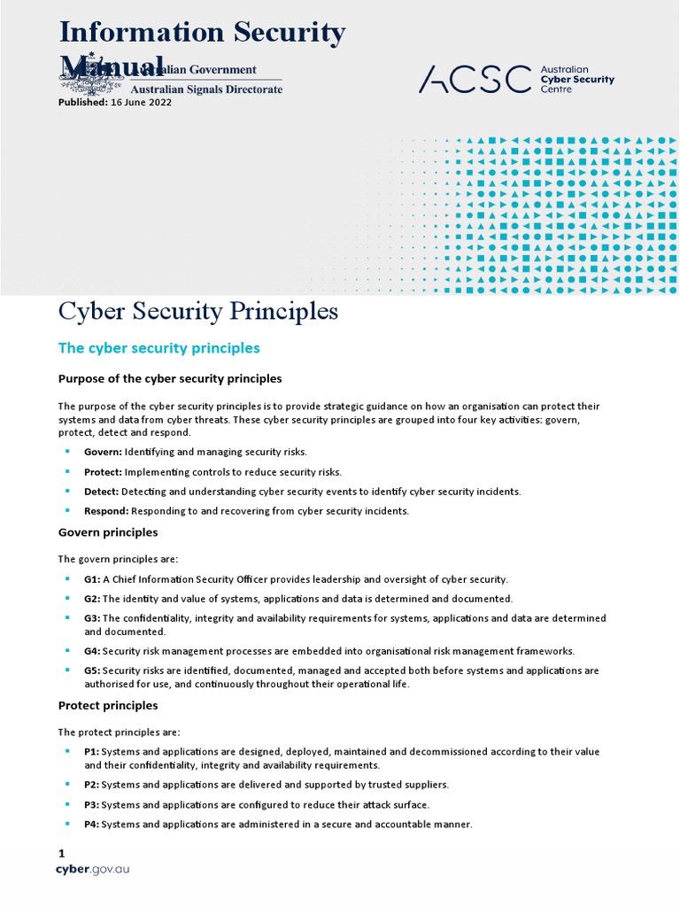 ISM - Cyber Security Principles (June 2022) | PDF | Security | Computer Security