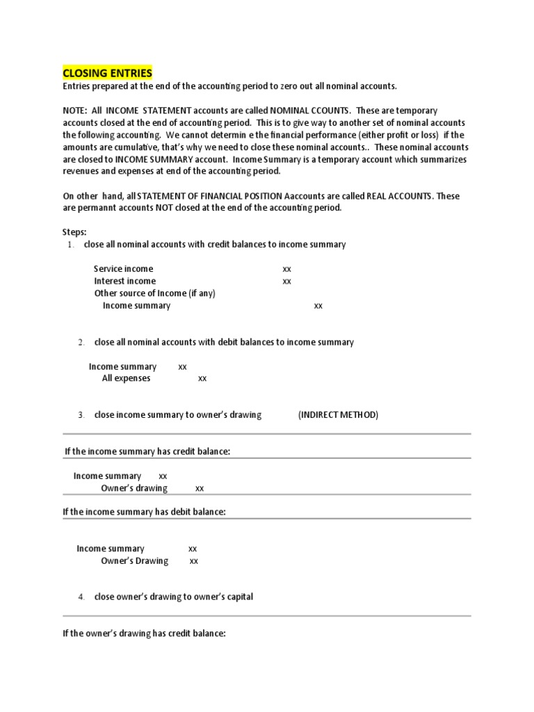 Accounting Closing Entries | PDF | Finance & Money Management
