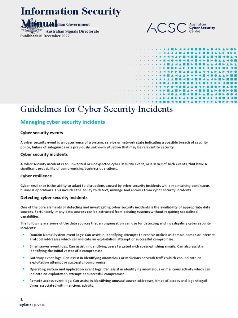 ISM - Guidelines For Cyber Security Incidents (December 2022) | PDF | Security | Computer Security