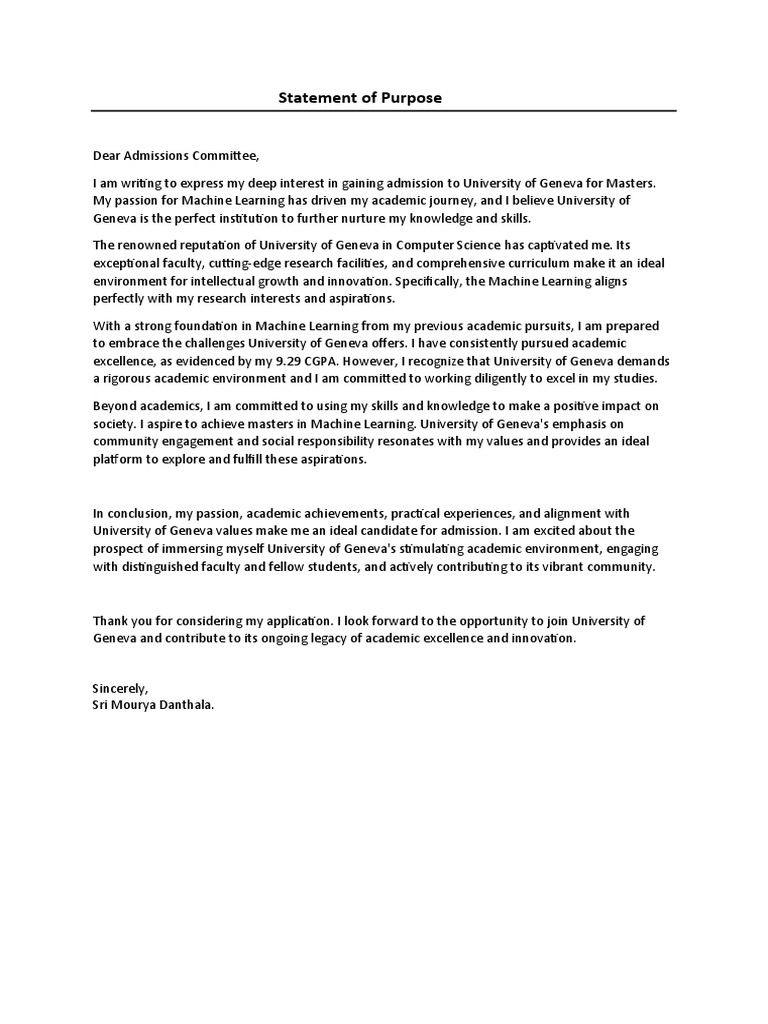 Statement of Purpose | PDF