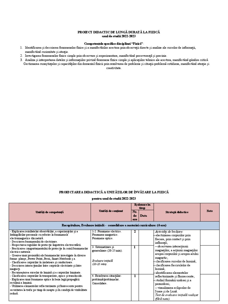 PLD Fizica 7 2022 | PDF