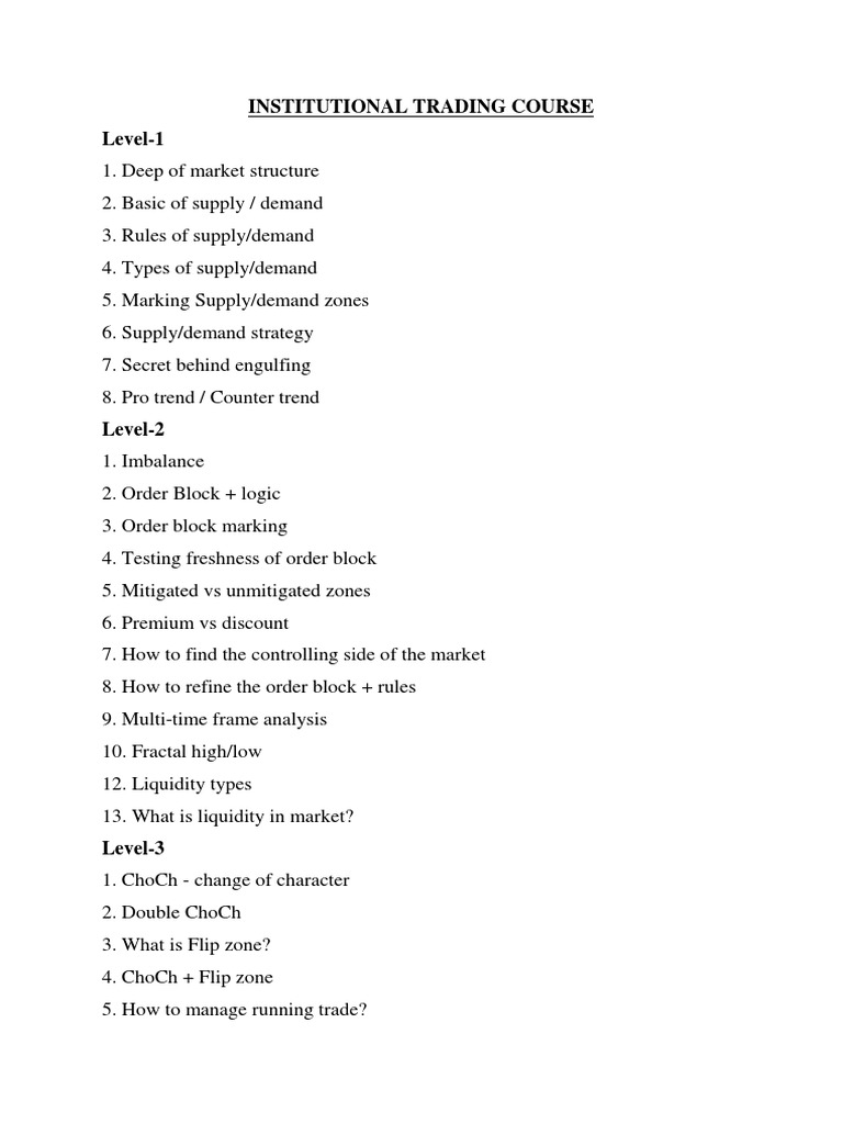 Institutional Trading Course | PDF