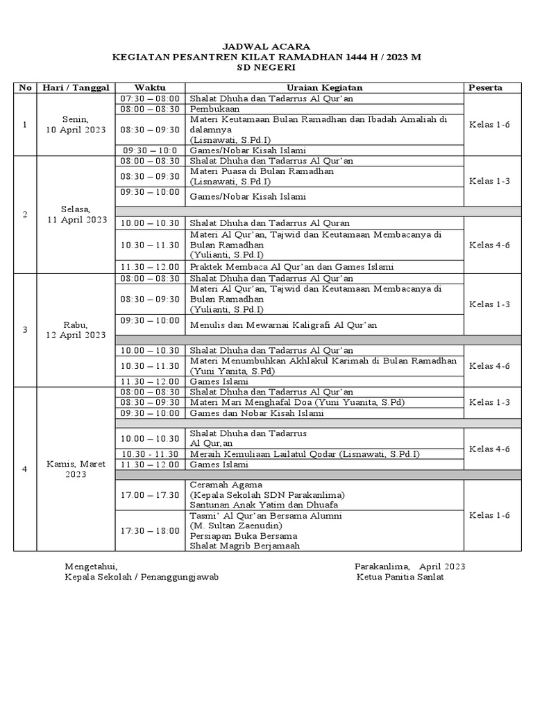 Jadwal Acara | PDF