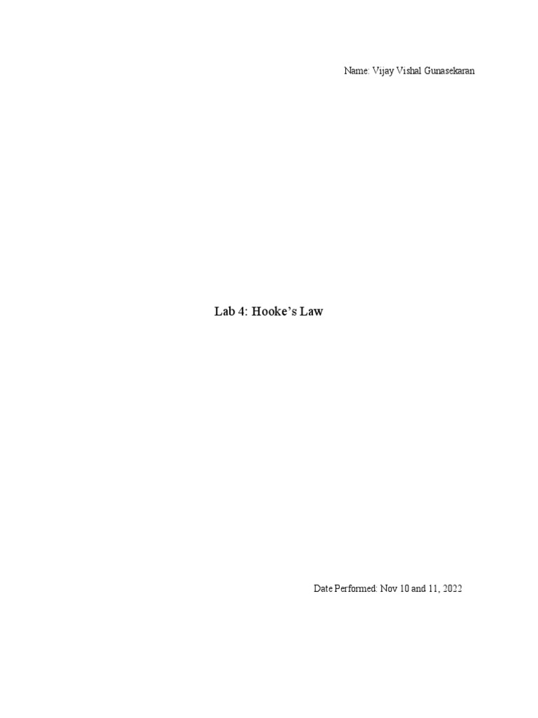 Hooke's Law Lab | PDF Hooke's Law Lab | PDF