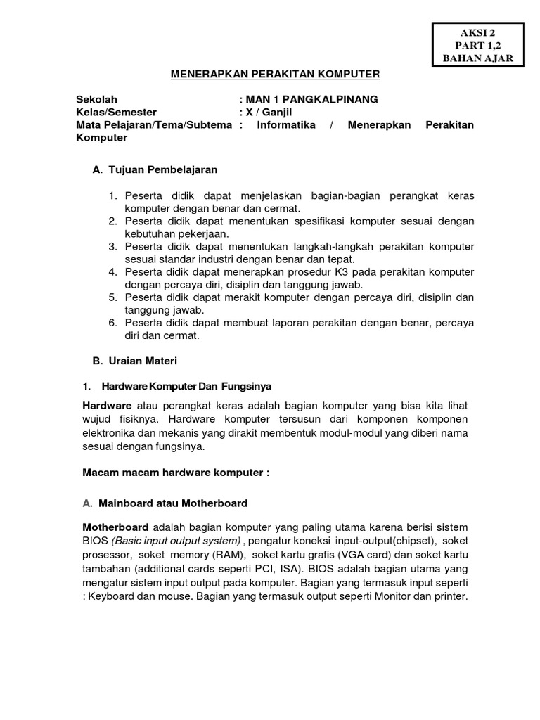 BAHAN AJAR Merakit Komputer | PDF BAHAN AJAR Merakit Komputer | PDF
