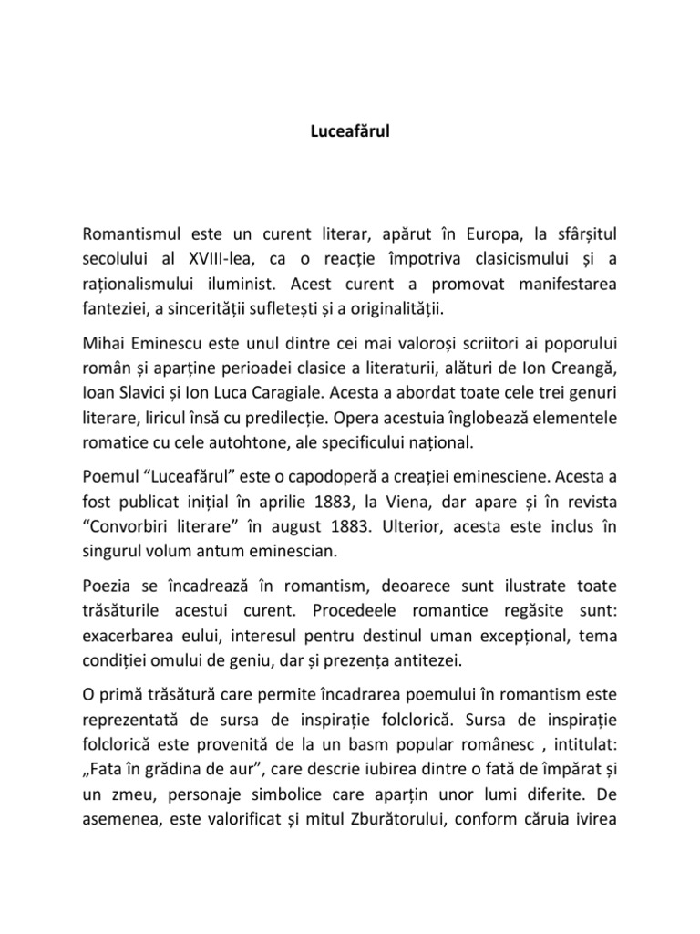 Eseu Luceafarul | PDF