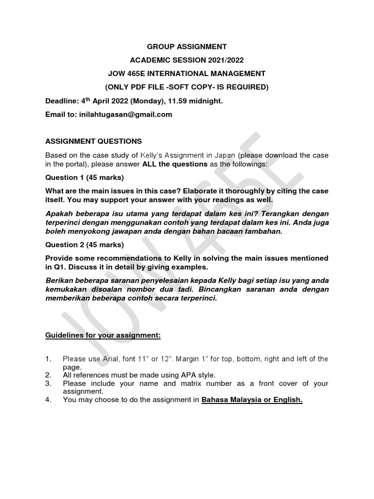 Int. Mgmt. Assignment Question | PDF