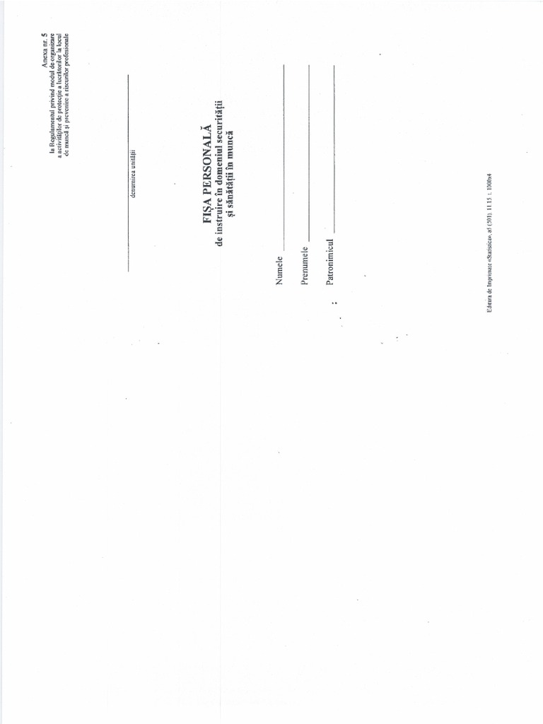 Fisa Personala SSM | PDF