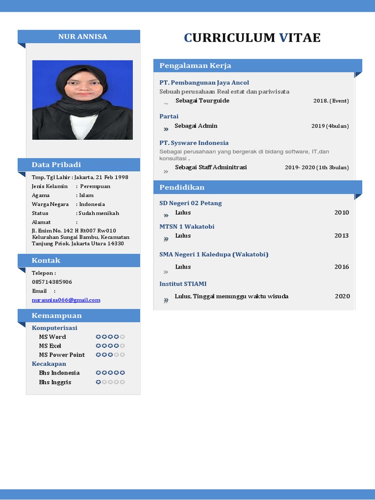CV Nur Annisa | PDF
