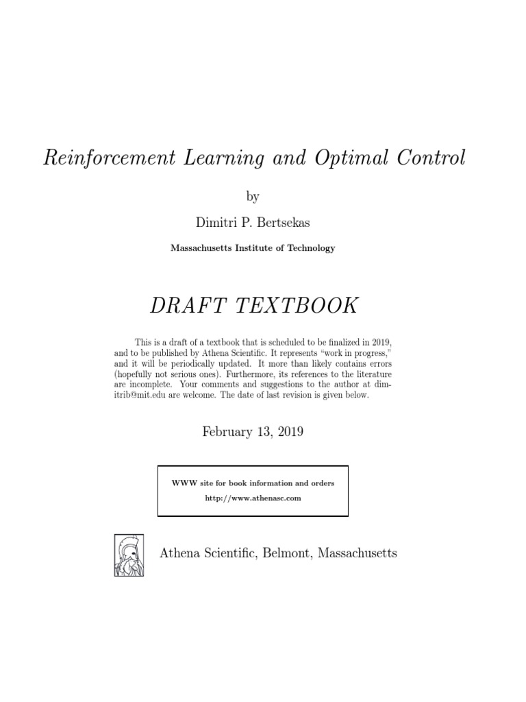 Reinforcement Learning and Optimal Control - Draft Version by Dmitri ... Reinforcement Learning and Optimal Control - Draft Version by Dmitri ...