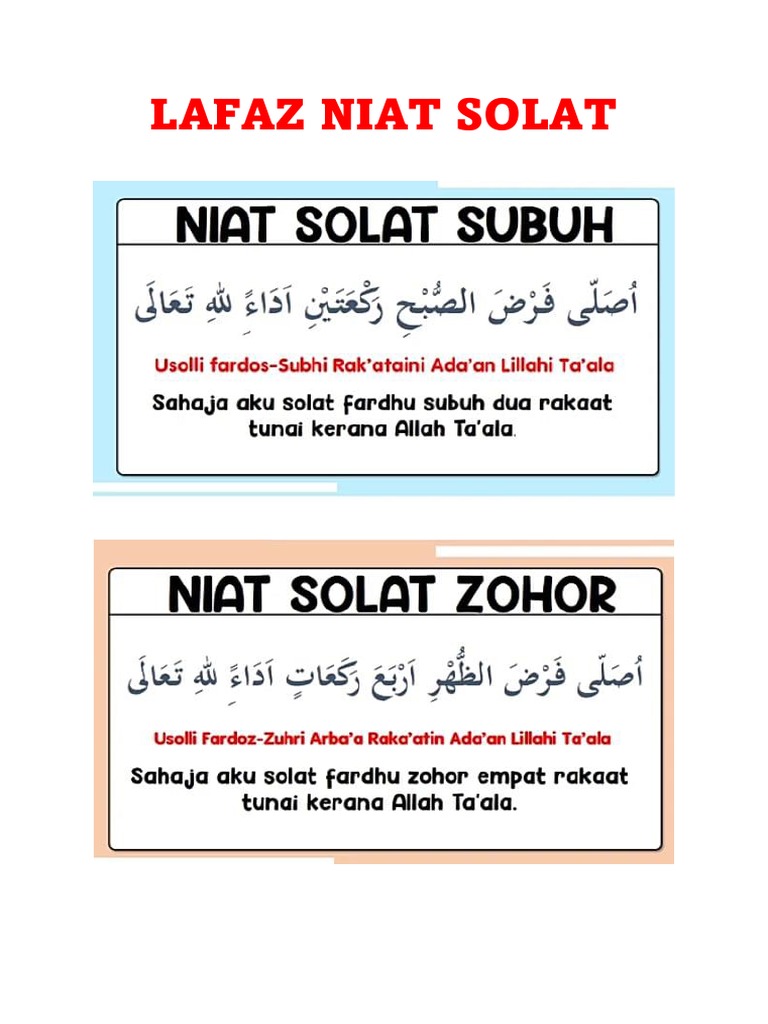 Lafaz Niat Solat | PDF