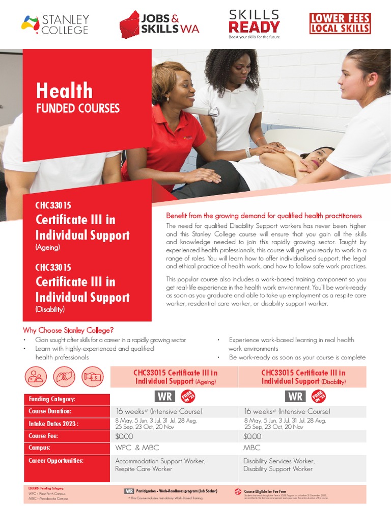 Stanley College Funded Courses Individual Support Flyer | PDF
