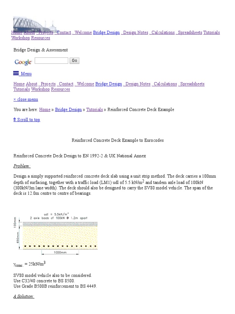 Reinforced Concrete Bridge Deck Design To Eurocodes | PDF