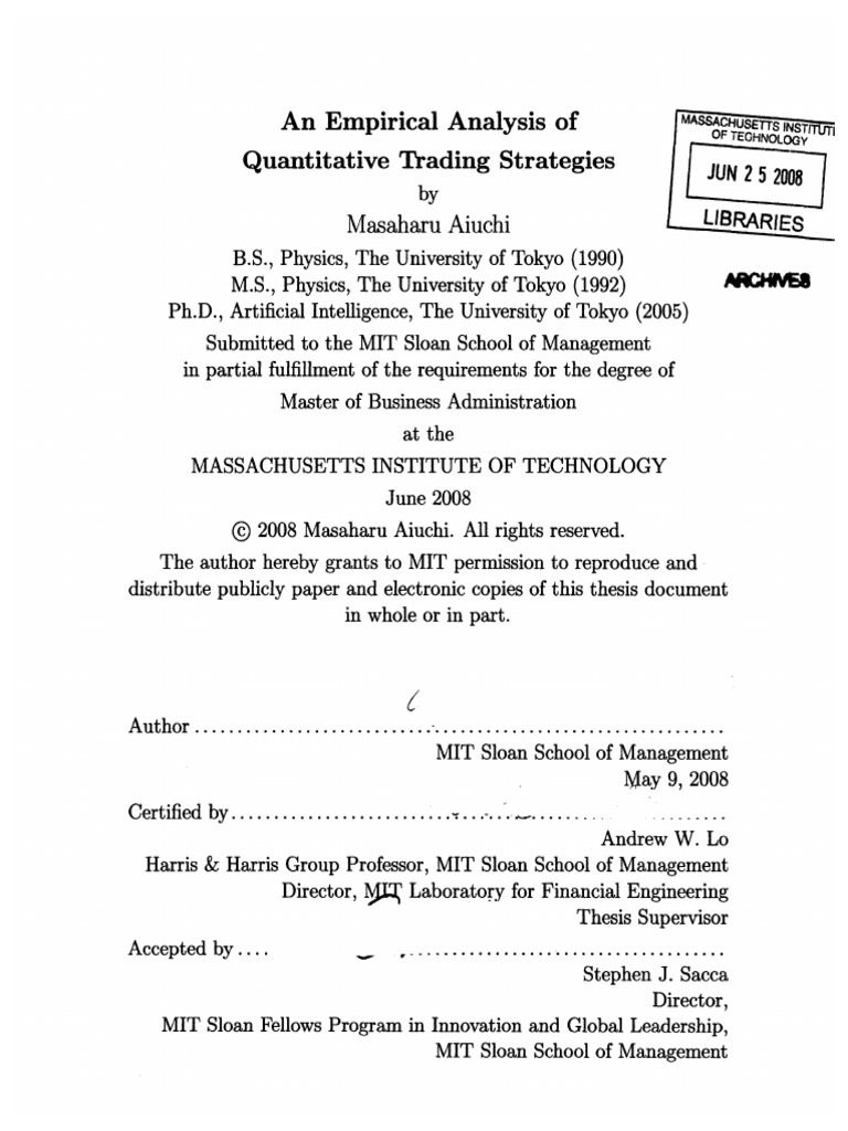 Testing Quantitative Strategies MIT | PDF | Vix | Investing