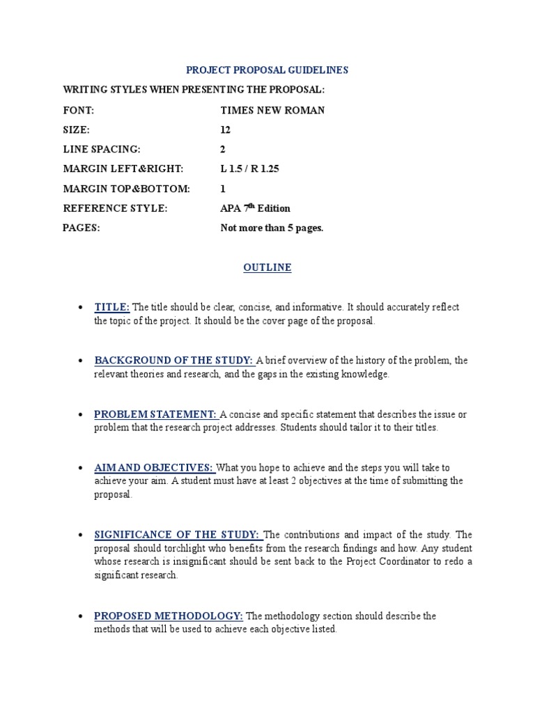 Project Proposal Writing Guidelines | PDF