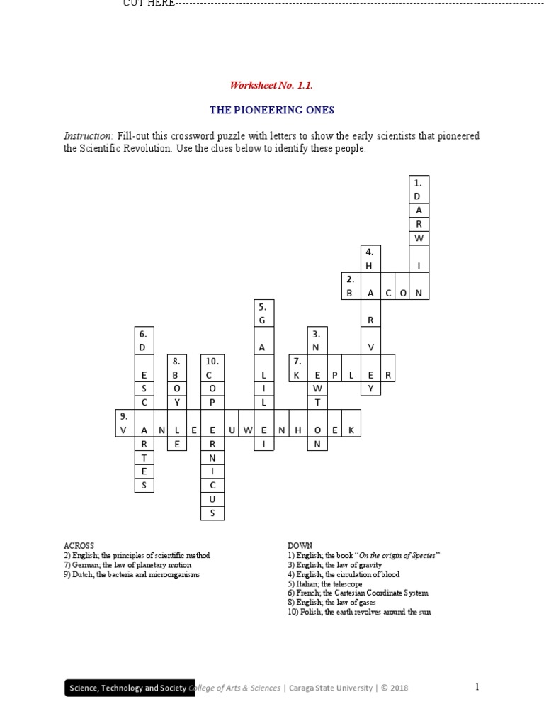 Scientific Revolution Crossword Puzzle | PDF | Science | Astronomy