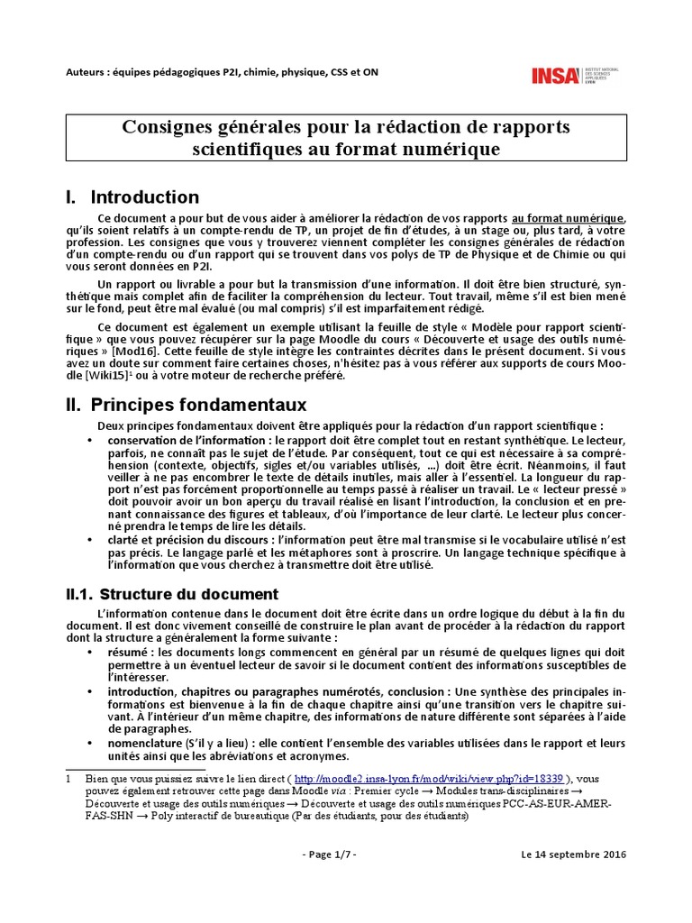 Consignes Rapport Scientifique | PDF